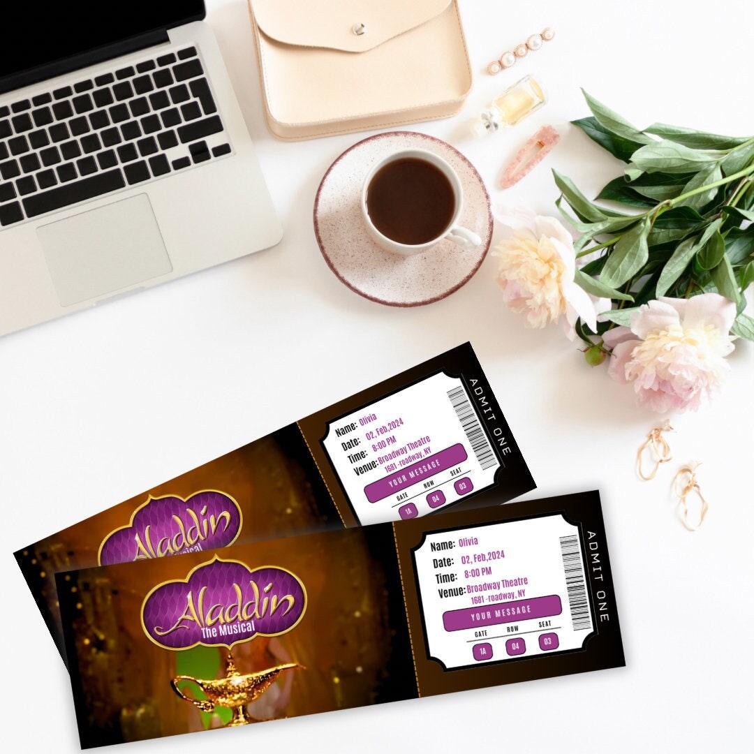 Aladdin Broadway Surprise Ticket: Editable Keepsake (digital Download ...