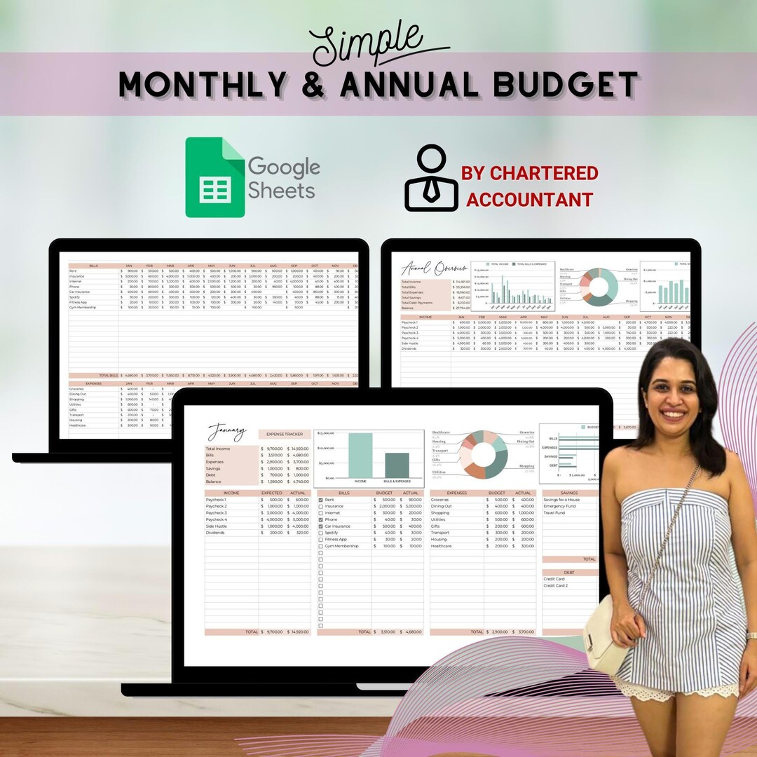 Simple Annual Budget Template: Google Sheet Financial Planner - Etsy