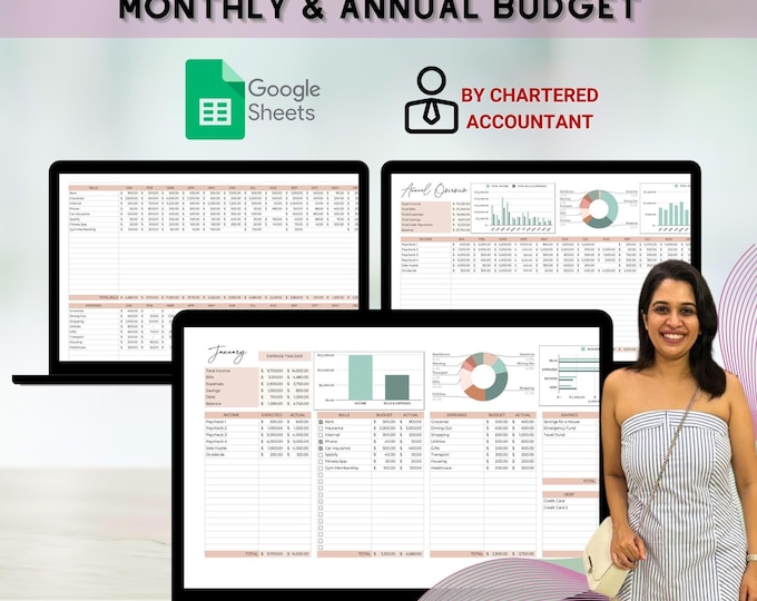 Simple Annual Budget Template: Google Sheet Financial Planner - Etsy