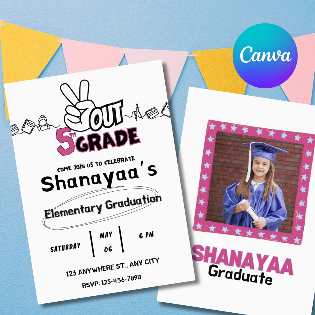 Peace Out Graduation Invite, Instant Download, End of the School Year ...
