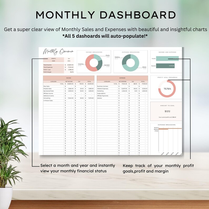 Small Business Bookkeeping Spreadsheet: Income and Expense Tracker ...