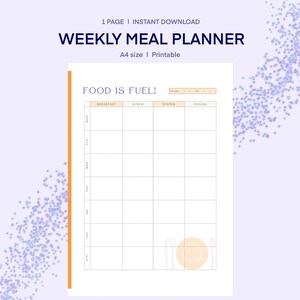 Editable Weekly Meal Planner: A4 Printable Template for 7-day Food ...
