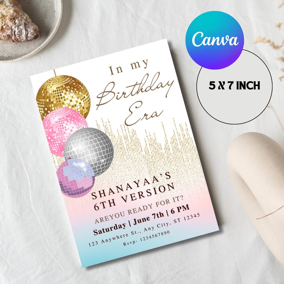 TS Eras Birthday Party Invitation| Editable Digital in My Birthday Era ...
