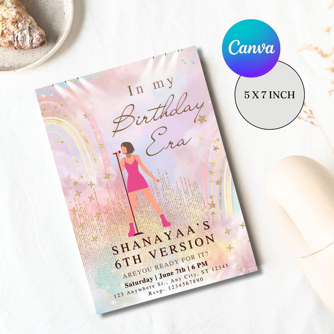 TS Eras Birthday Party Invitation| Editable Digital in My Birthday Era ...