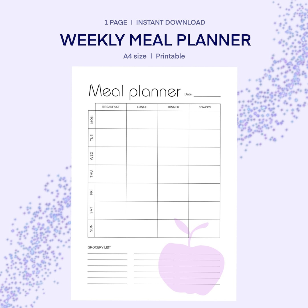 Editable Weekly Planner: A4 Editable Template, 7-day Planner, Food ...