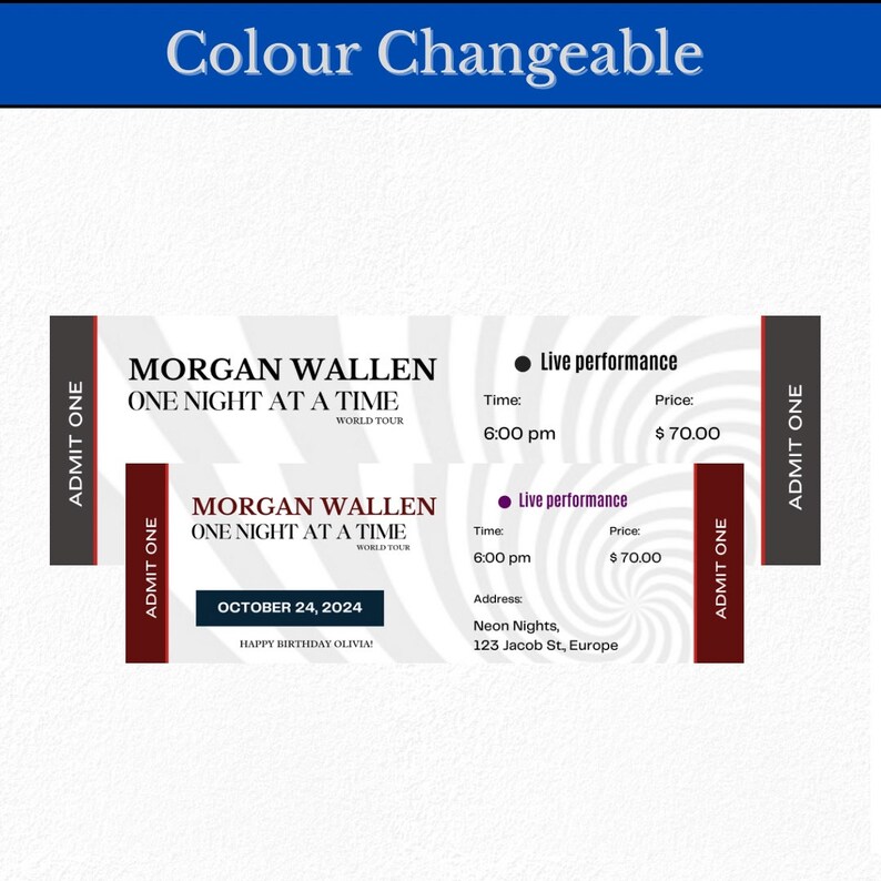 Morgan Wallen Concert Ticket Template: Editable Surprise Gift (digital ...