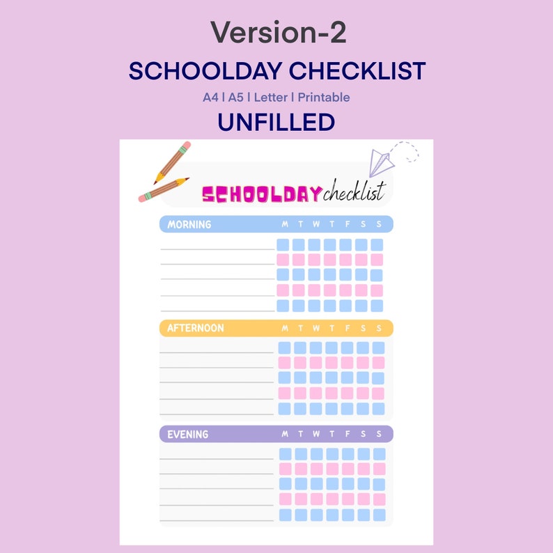 Editable School Kids Checklist Printable Chore Chart Before - Etsy