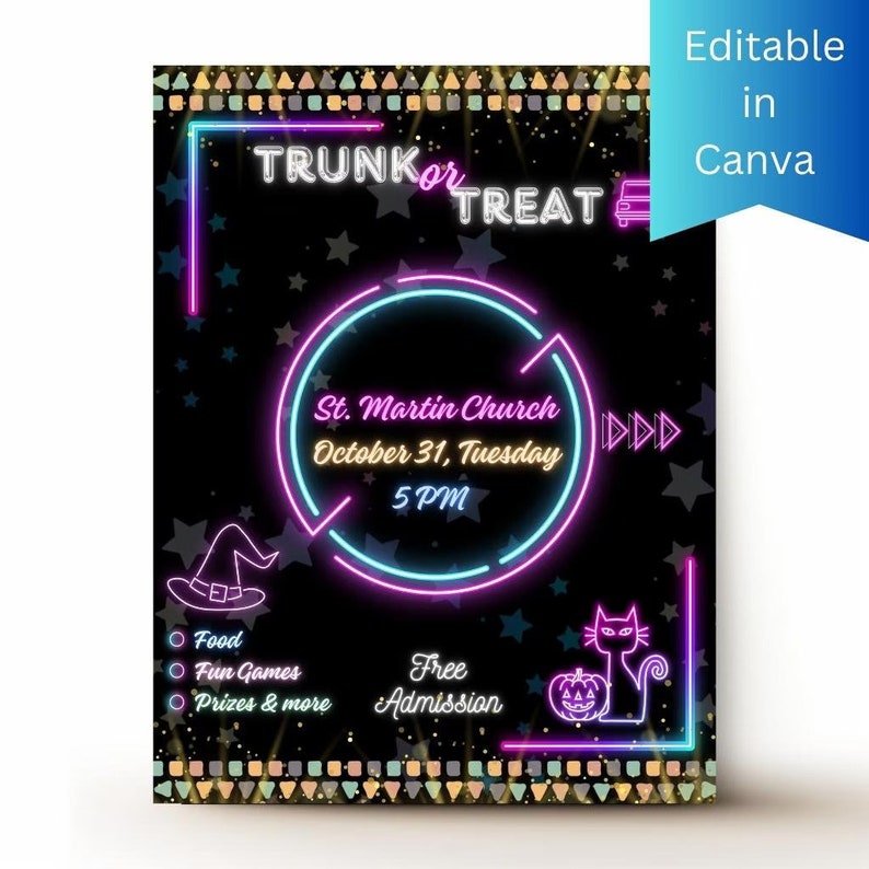 Printable Trunk or Treat Invitation, Editable Trick or Treat Flyer ...