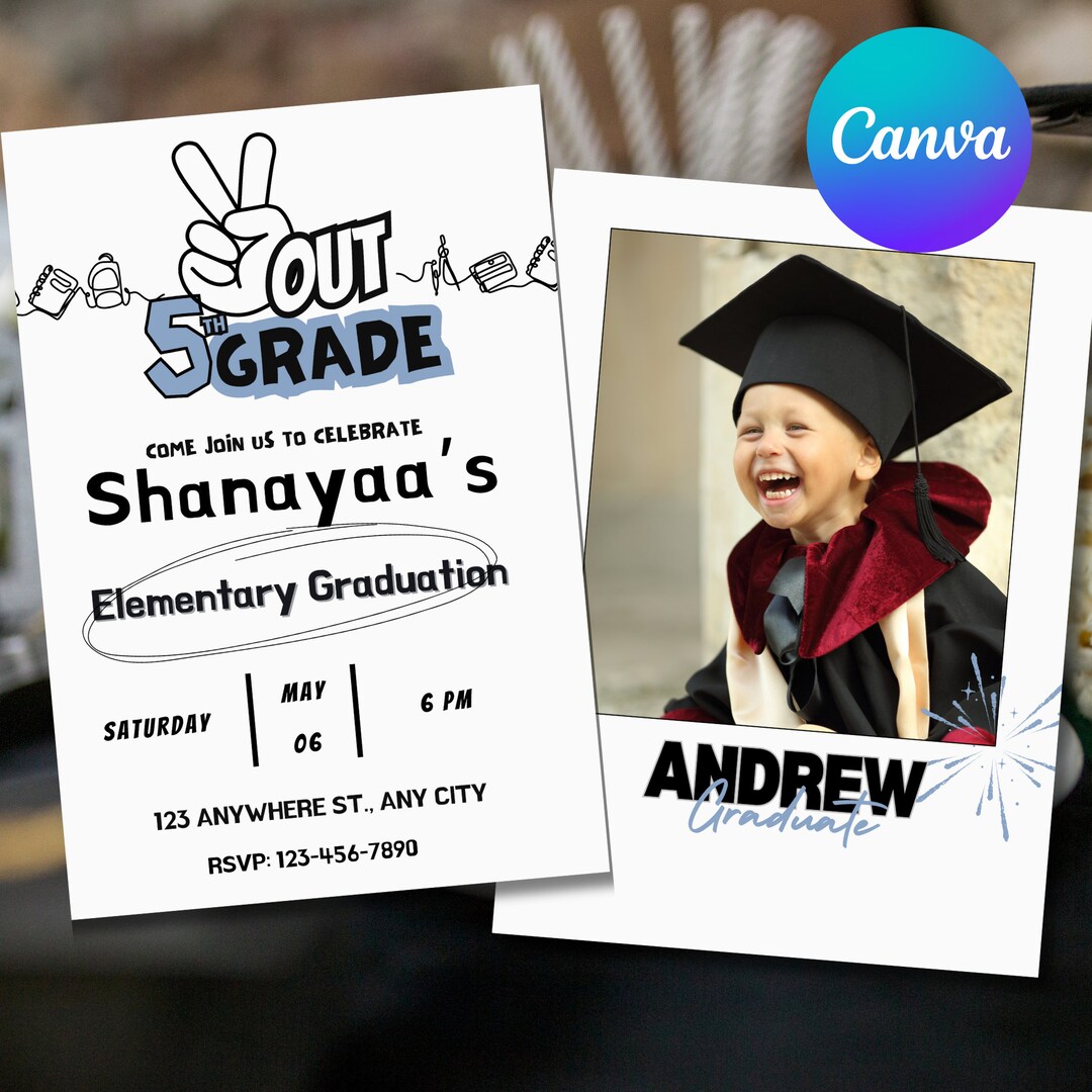 Peace Out Graduation Invite | End of Year | Editable Party Invite ...