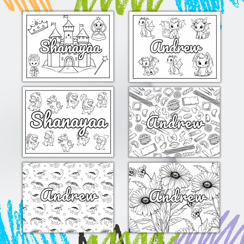 Custom Name Birthday Coloring Pages: Kids Party Activity (digital ...