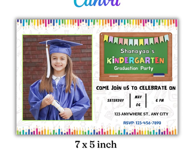 Editable Kindergarten Graduation Invitation Template (digital Download ...