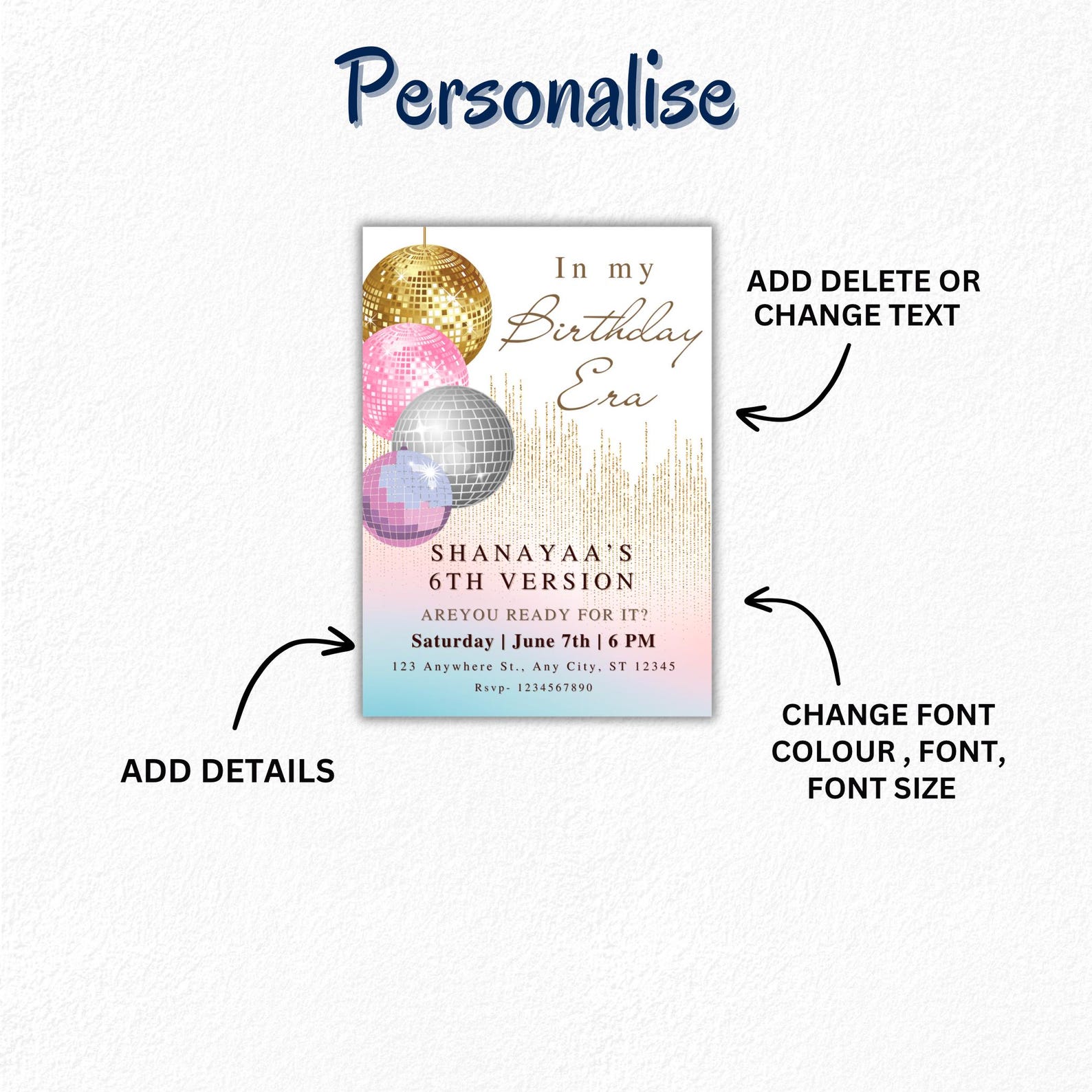 TS Eras Birthday Party Invitation| Editable Digital in My Birthday Era ...
