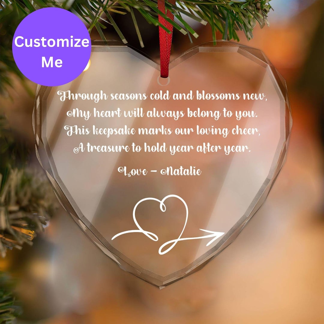 Custom Crystal Glass Ornament Love Poem Keepsake Gift for Him or Her ...