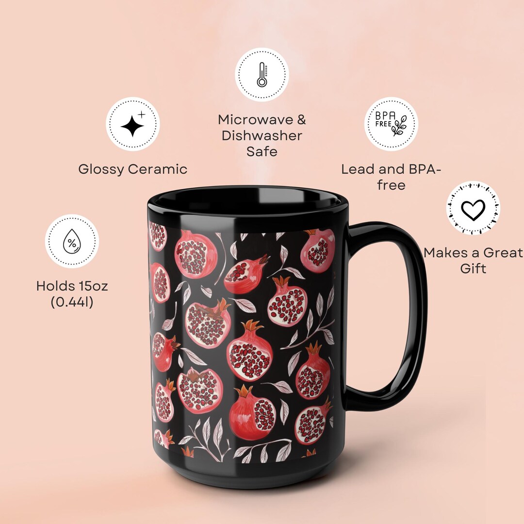 Pomegranate Print Large Coffee Cup 15oz Greek Mythology Coffee Cup ...