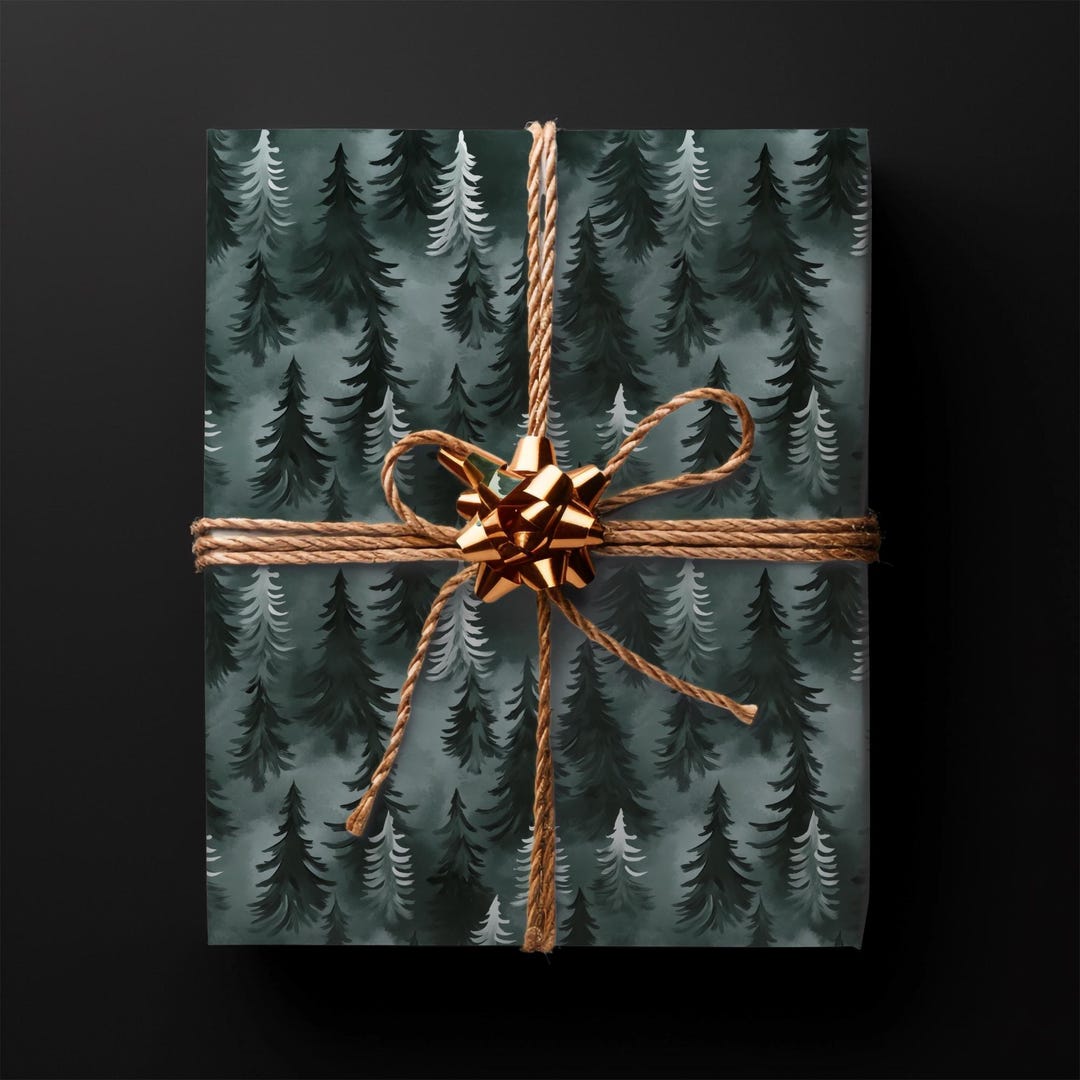 Pine Tree Forest Woodland Wrapping Paper Minimalist Gift Wrap Nature ...