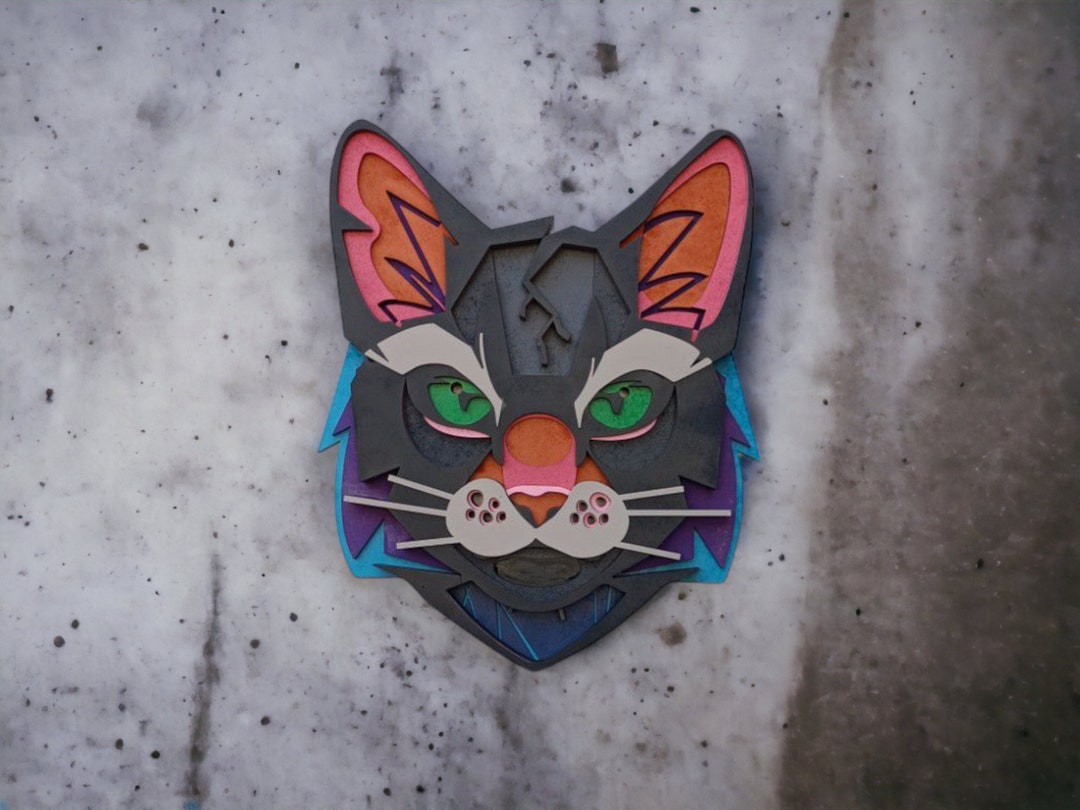 Customizable Wooden Cat Head Wall Decor - A Tailored Gift for Cat ...