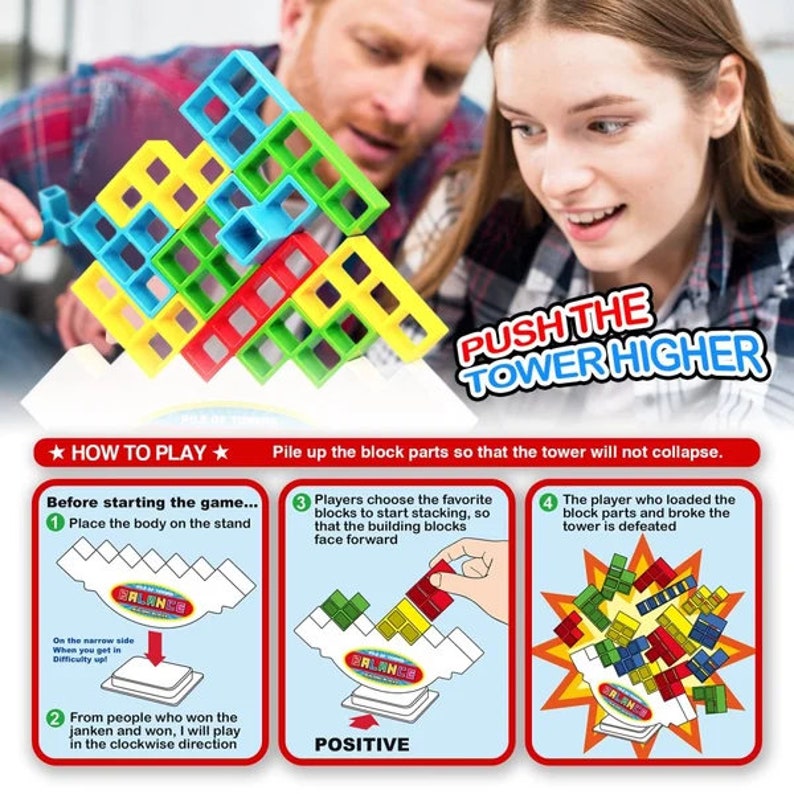 Team Tower Game for Kids & Adults Gift Christmas Unique Skill Fun Play ...