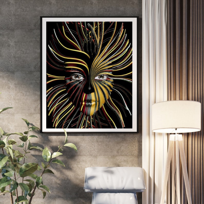Optical Illusion Woman Face Art Poster: Abstract Snake Hair (digital ...