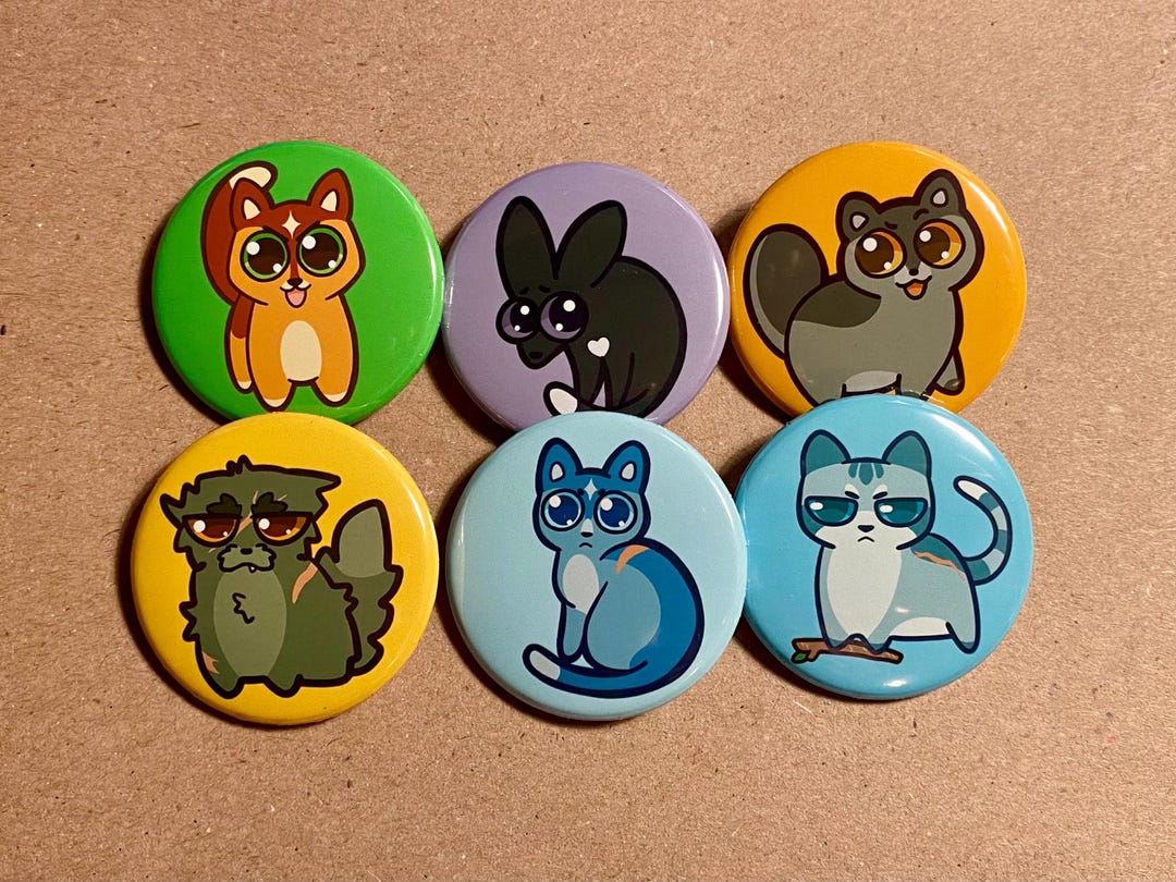 Warrior Cats Pin Button Badge Set 38mm 1.5 Inches Firestar Ravenpaw ...