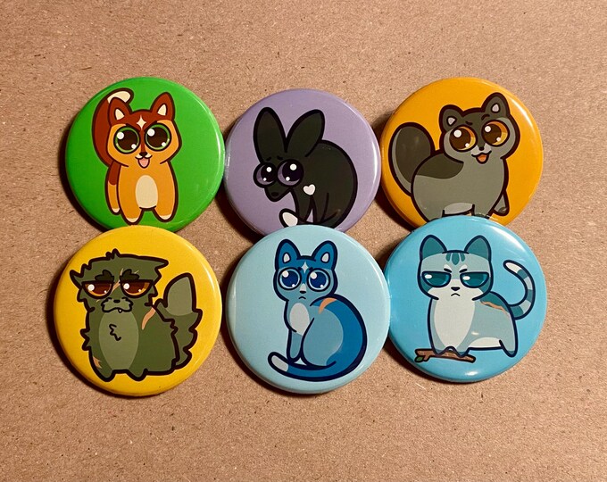 Warrior Cats Pin Button Badge Set 38mm 1.5 Inches Firestar Ravenpaw ...