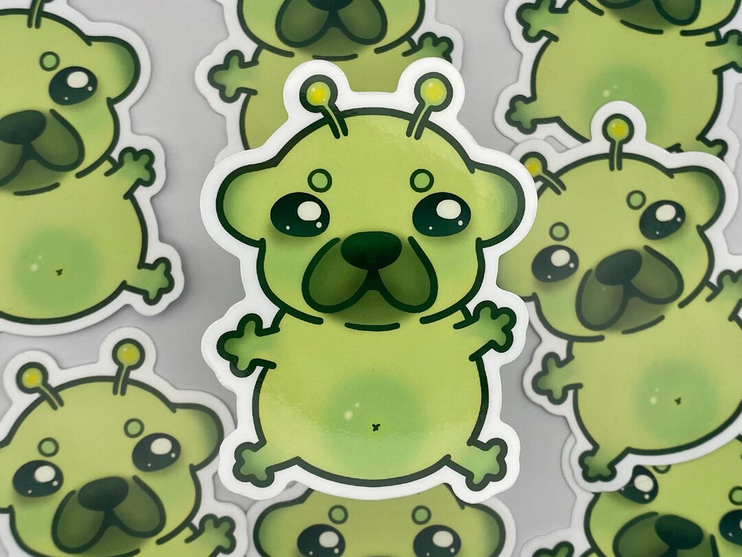 Alien Pibble Dog Vinyl Sticker Green Space Pup Sci-fi Pug - Etsy