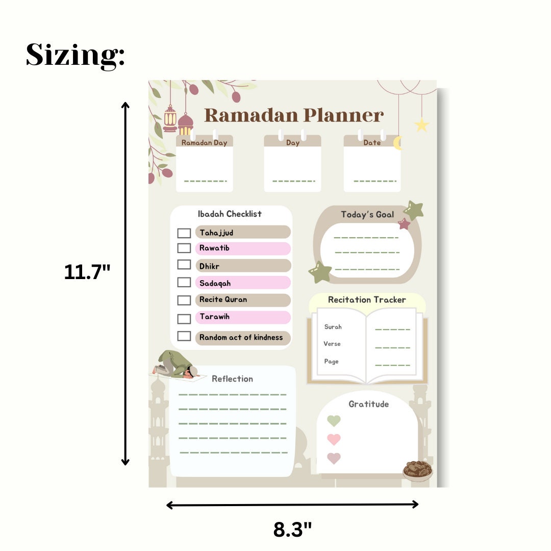Ramadan Daily Planner Printable, 2024 Ramadan Tracker PDF, Islamic ...