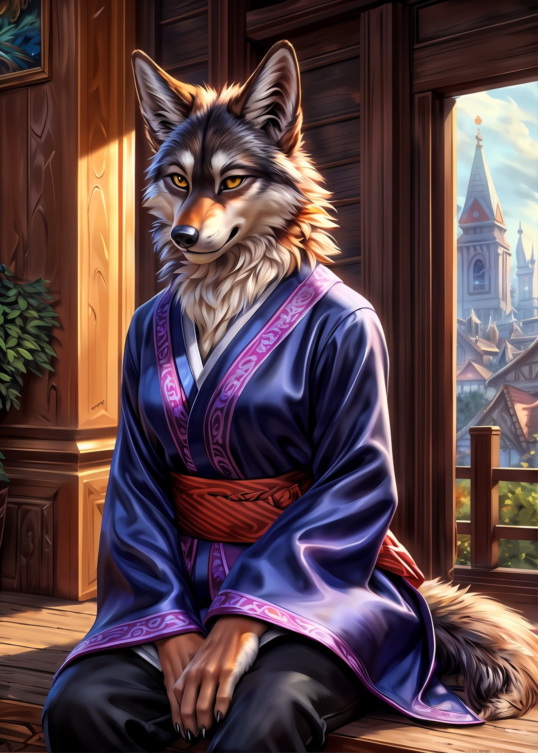 Silk Robe Wolf Digital Download HD Image - Etsy