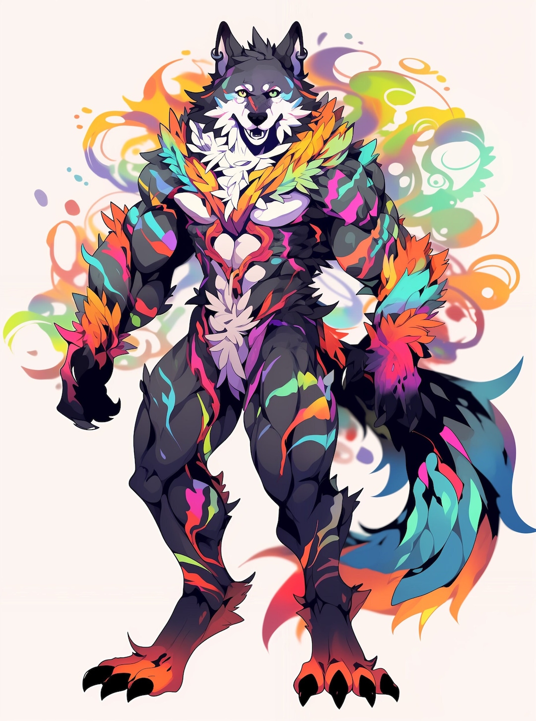 Colorful Werewolf Fursona Digital Download HD Image - Etsy