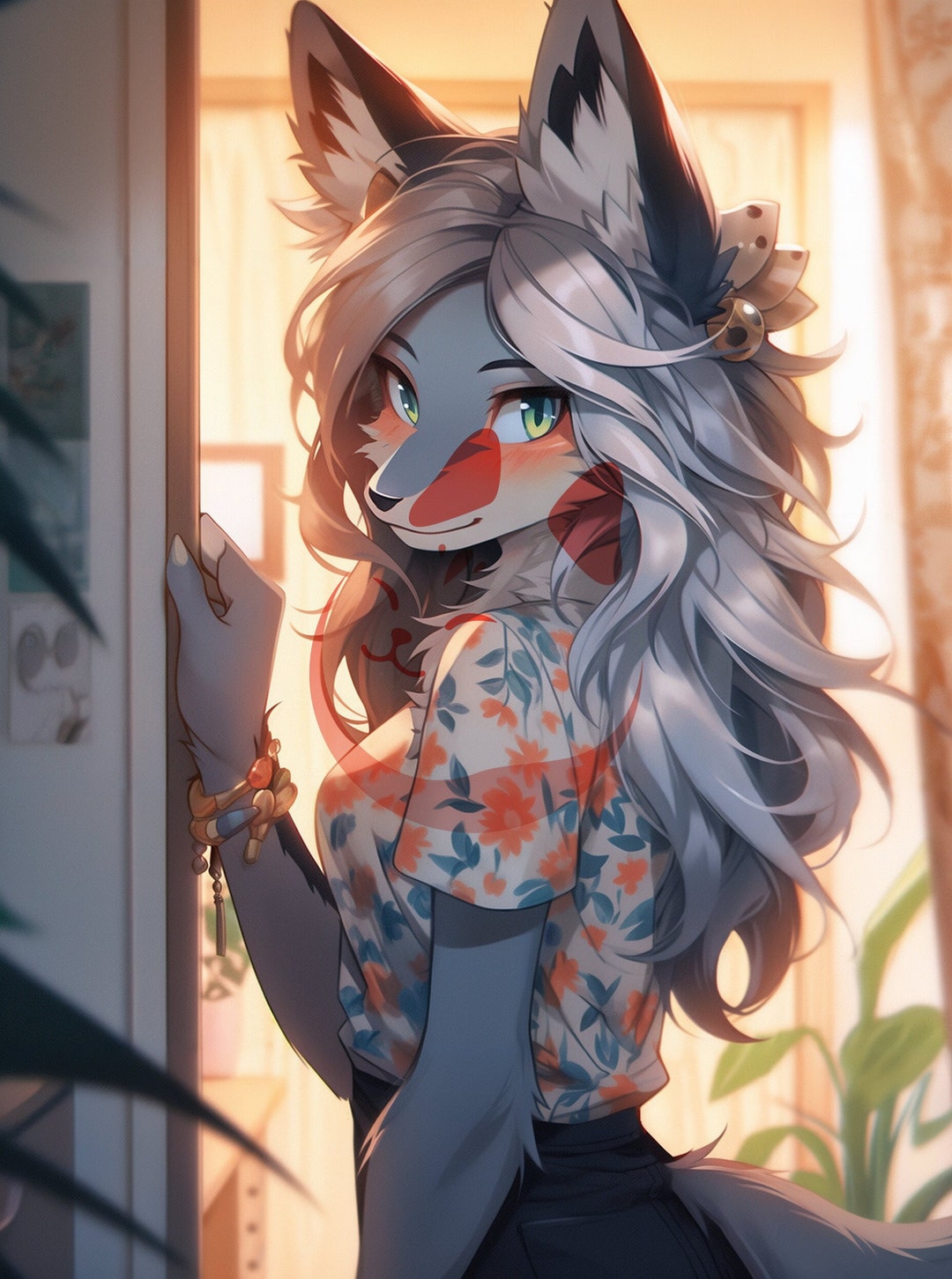 Anime Style Gray Wolf Girl Fursona Digital Download HD Image - Etsy