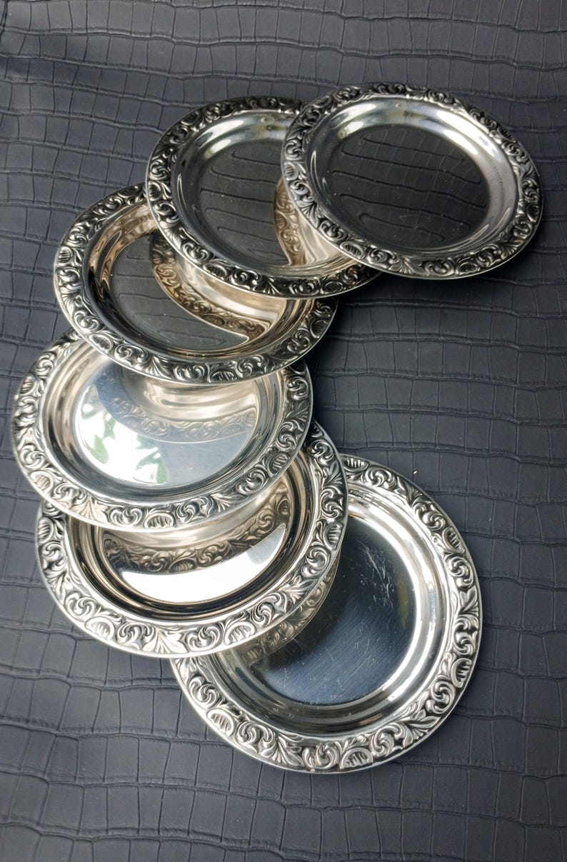 Vintage Set of 6 Cromargan Steel Drink Coasters. WMF, Germany. Coasters ...