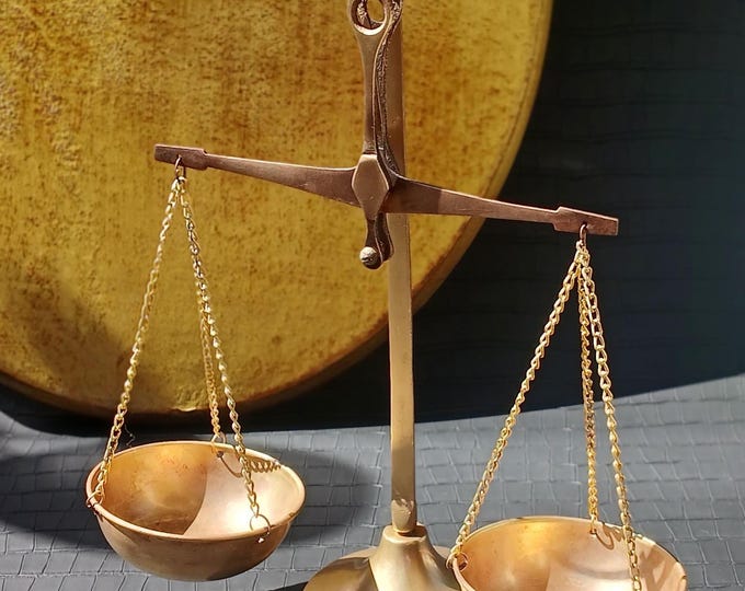 Vintage Brass Balance Scales of Justice, Decorative Antique Style Brass ...