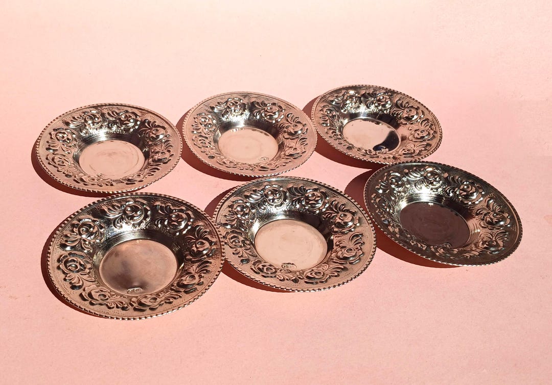 Vintage Copper With Silver Plated Coasters Set of 6. Silver Color - Etsy