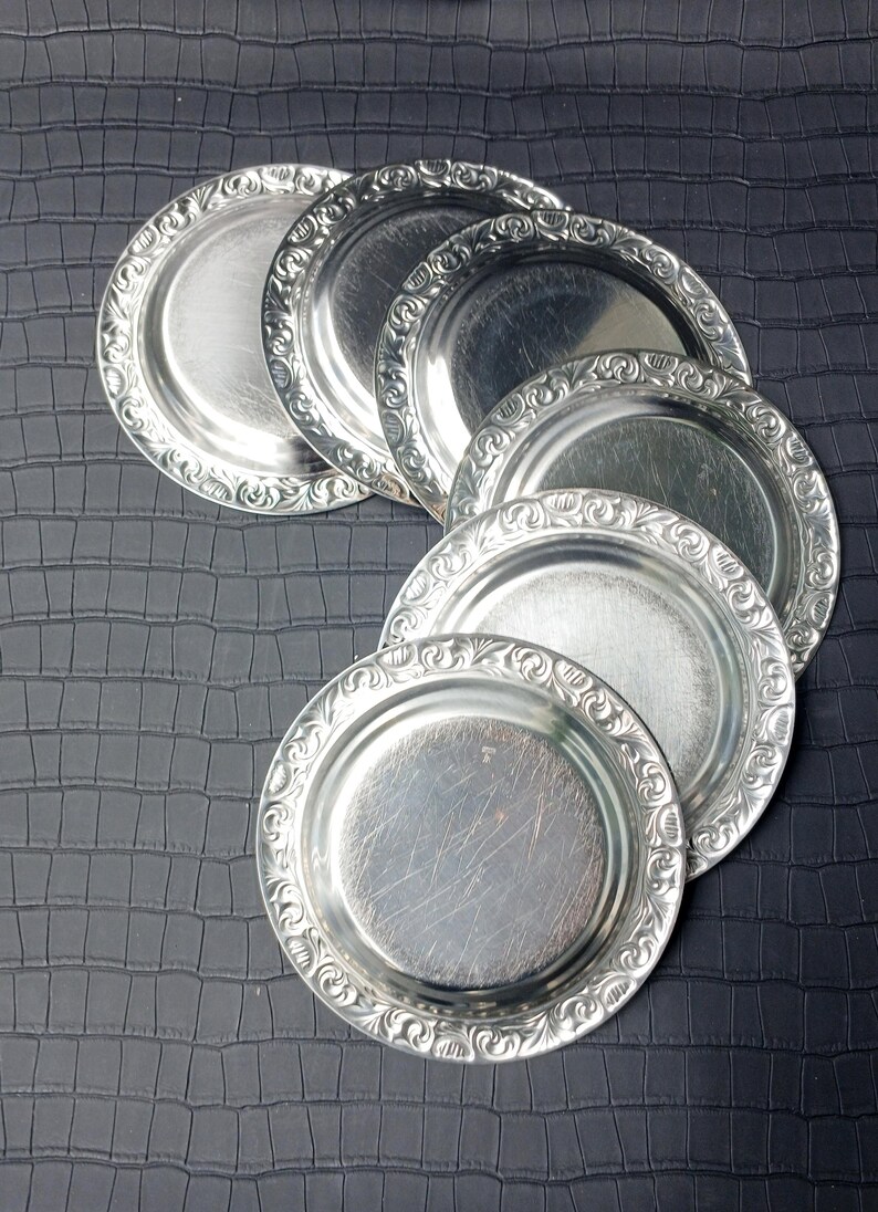 Vintage Set of 6 Cromargan Steel Drink Coasters. WMF, Germany. Coasters ...