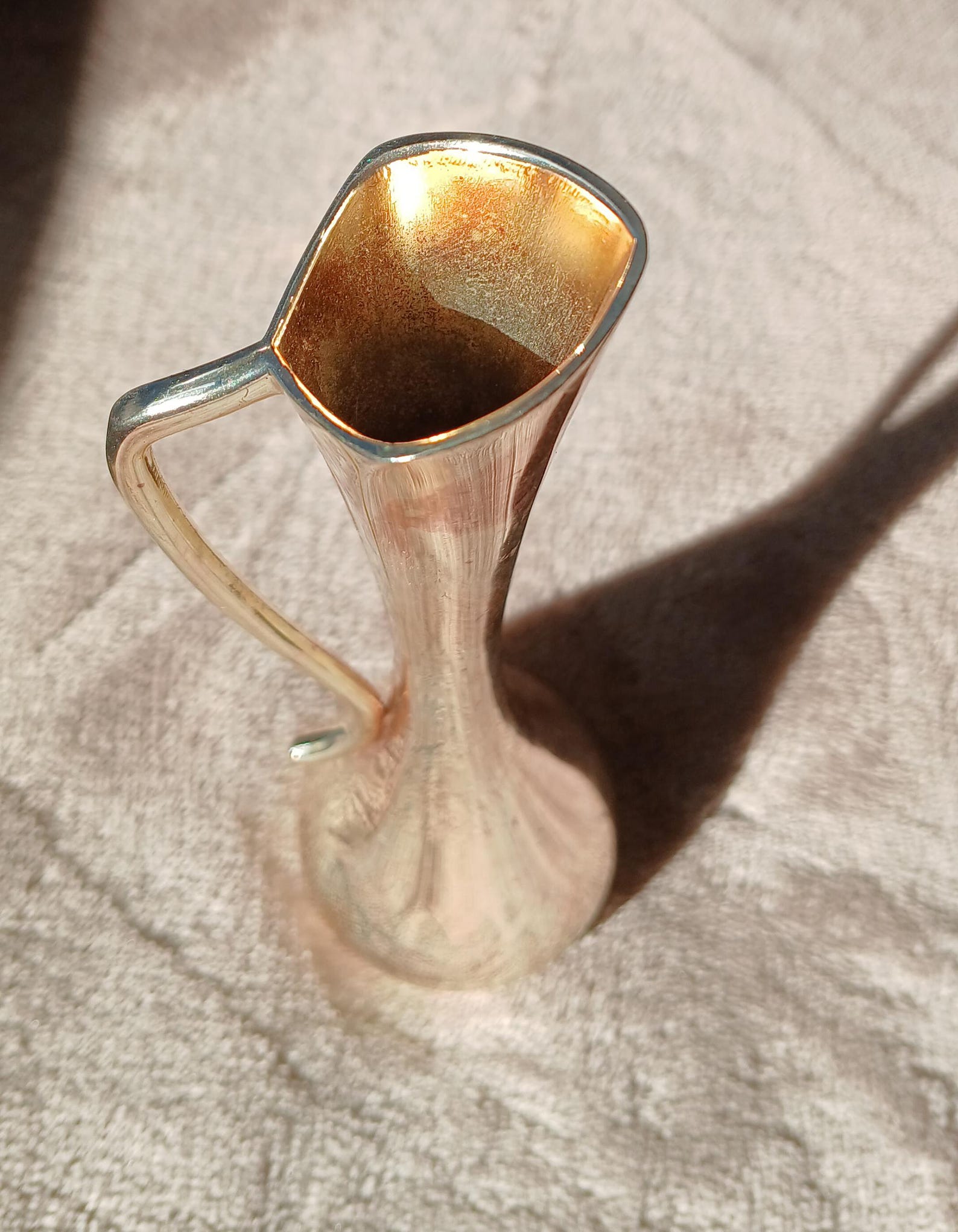 Vintage Small Metal Flower Vase/very Small Metal Vase/ Miniature Vase ...
