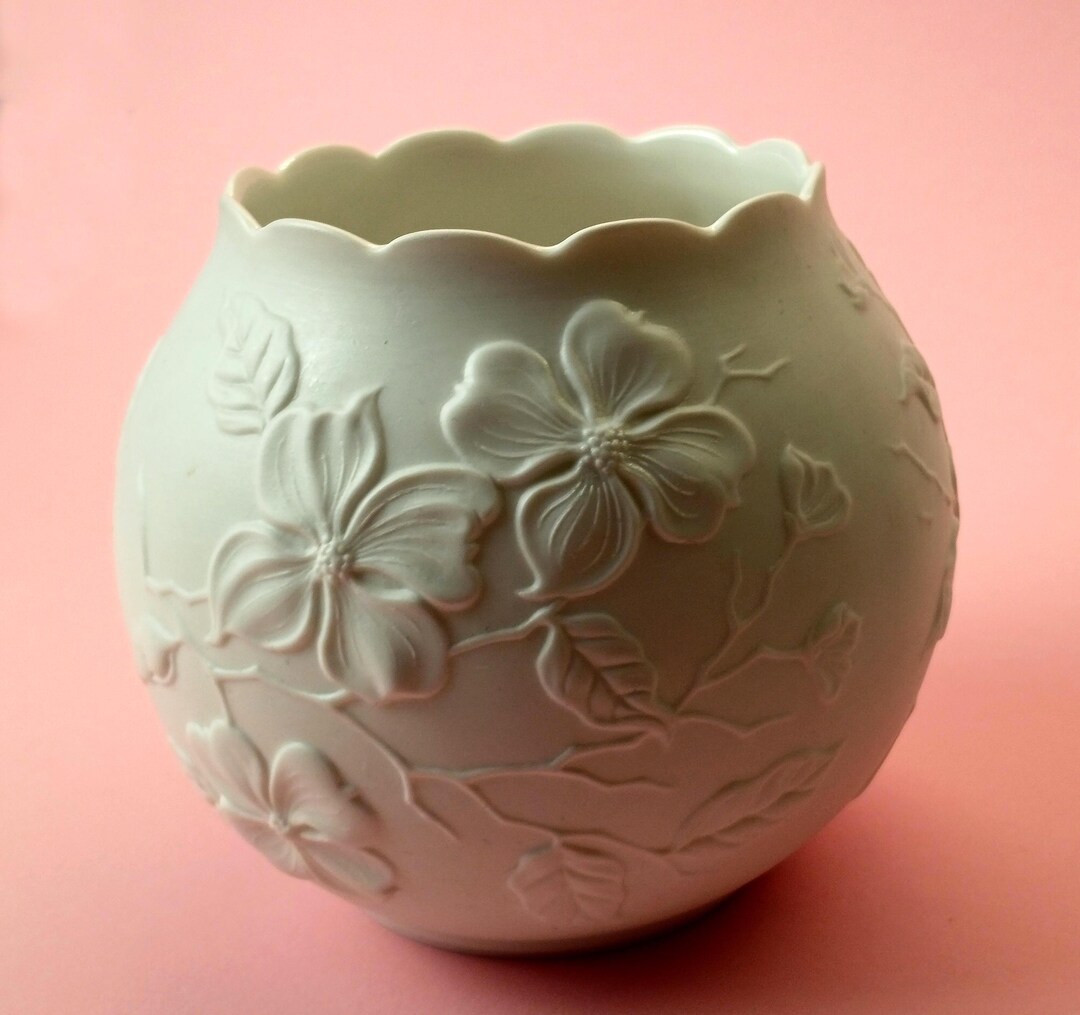 Vintage Kaiser Bisque Porcelain Vase, West Germany 1950s, Floral Relief ...