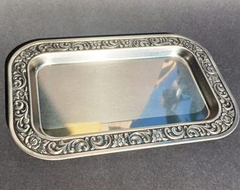 Vintage Silver Metal Small Footed Tray 7 Inch Rococo Style Made in ...