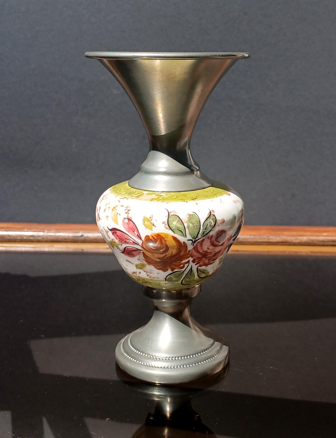 Vintage Pewter Vase With Porcelain Body . Germany 1960s . Pewter Flower ...