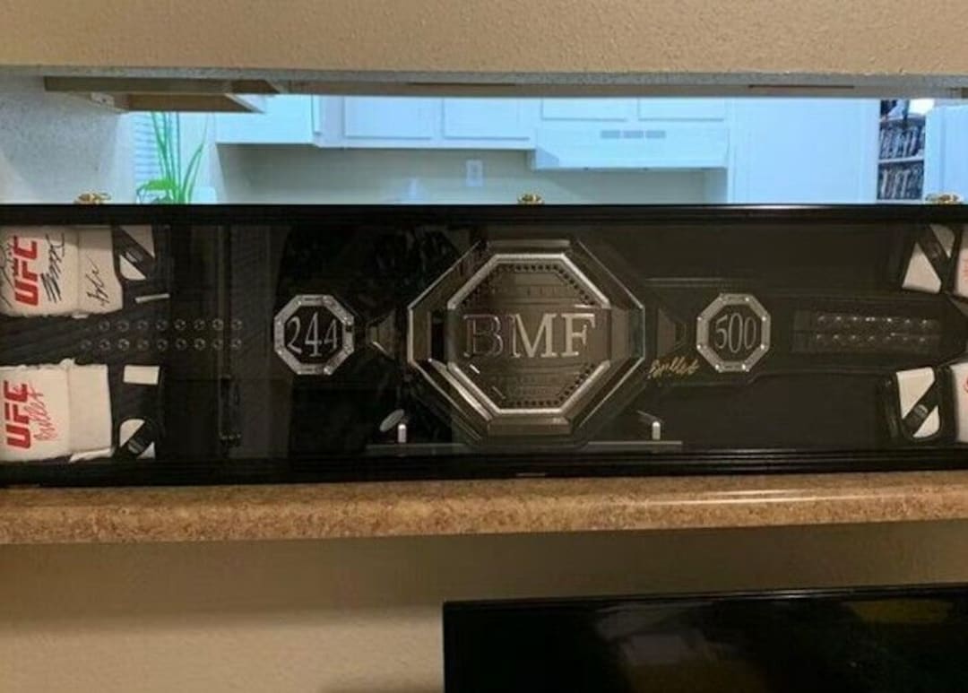 Wrestling Belt Display Case All Black Solid Wood WWE MMA WWF Boxing ...