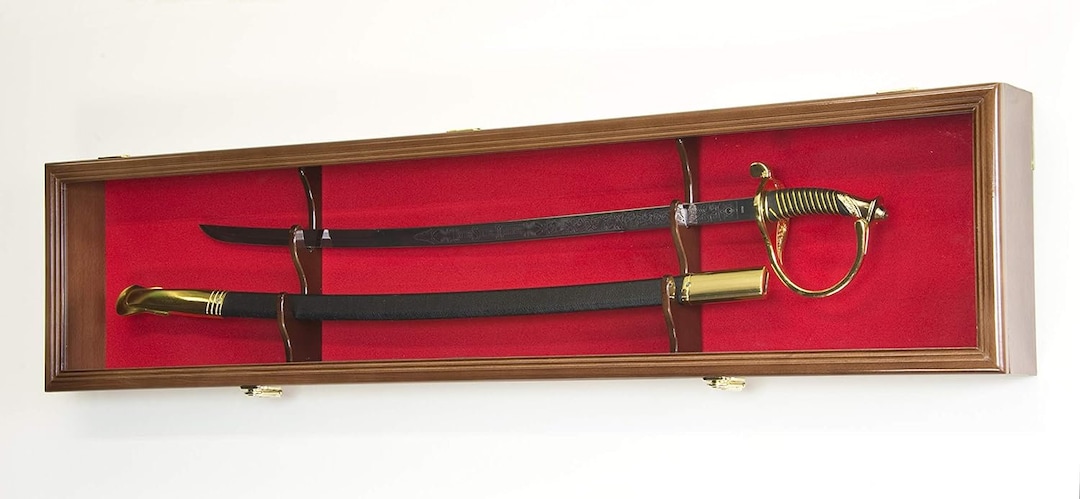 Sword Display Case Walnut NCO Civil War USMC Saber Scabbard Katana ...