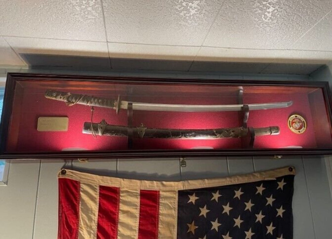 Sword Display Case Saber Scabbard Katana Samurai Blade Mahogany Wood ...