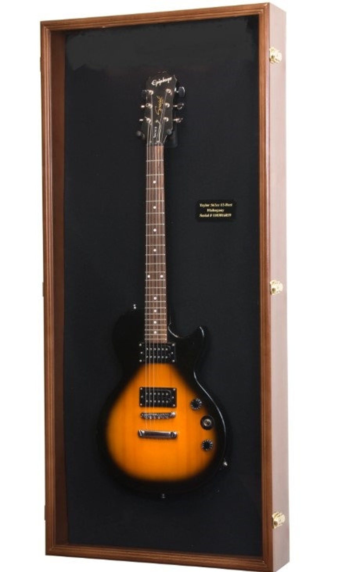 Guitar Display Case 50 Walnut & Black Electric Acoustic Bass Frame Felt ...