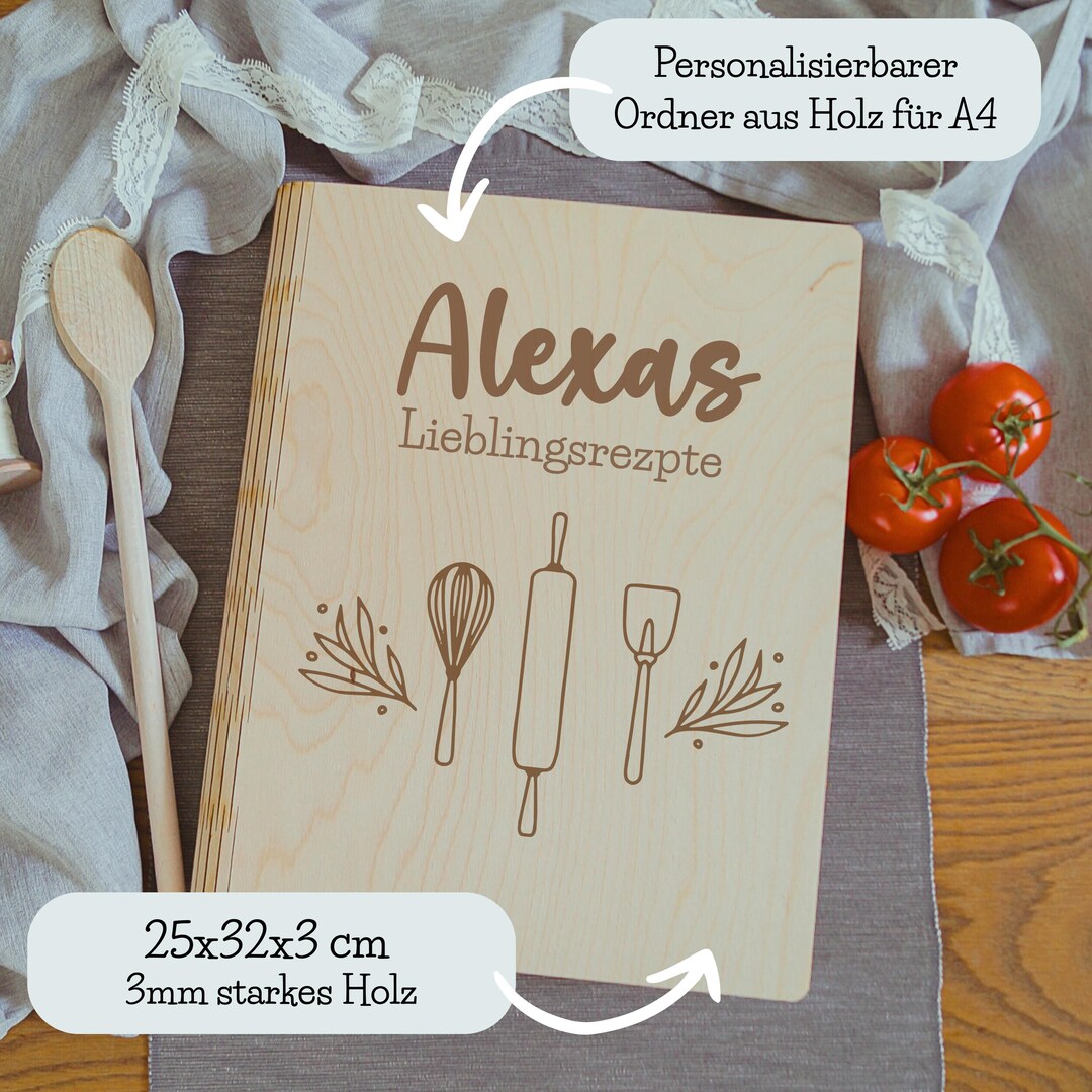 Personalized Wooden Recipe Folder A4 for Your Favorite Recipes – With ...