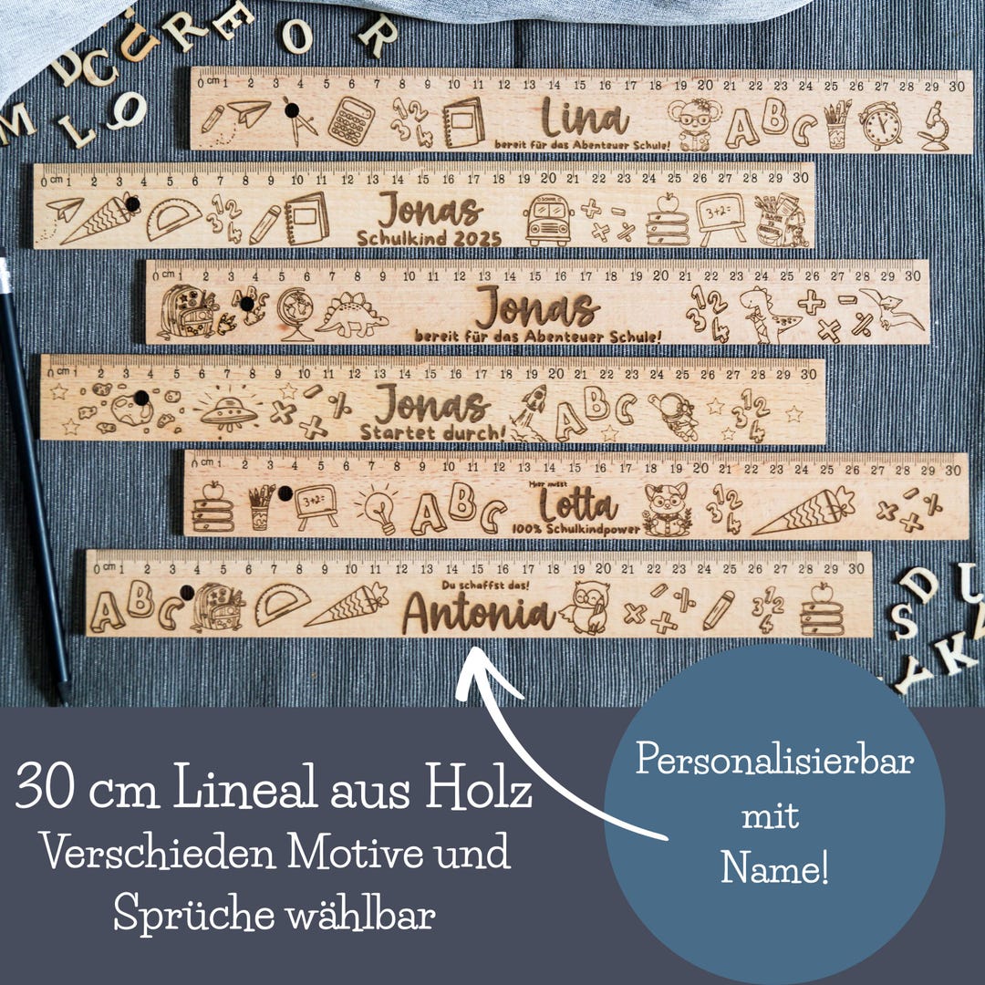 Personalized Wooden Ruler for Starting School – 30cm Engraved ...