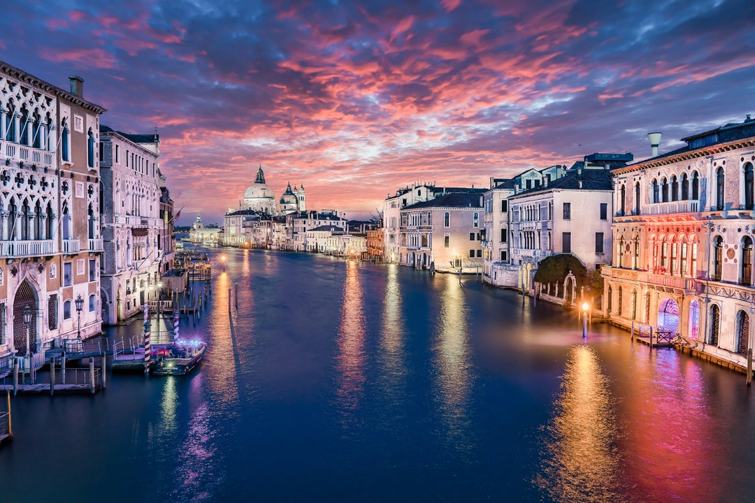 Grand Canal, Reflections at Night Venice, Italy: Travel Fine Art ...