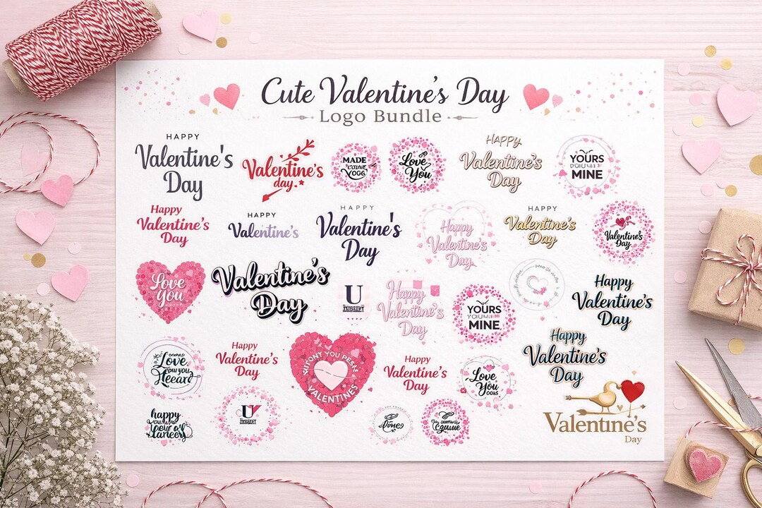 Valentine Mega Bundle, Retro Valentine, Valentines Day, Digital ...