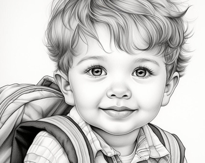 Adult Coloring to Download, Cute Little Boy Portrait, Nice Coloring ...
