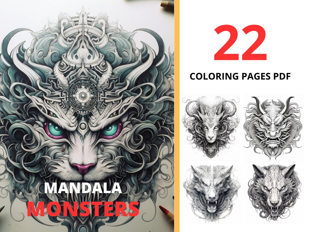 Coloring for Adults, Mandala Monsters, Scary and Scary, Coloring for ...