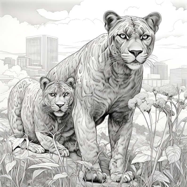 Coloring Book to Print, Big Cats, Lion, Tiger, Panther, Hyper Realistic ...