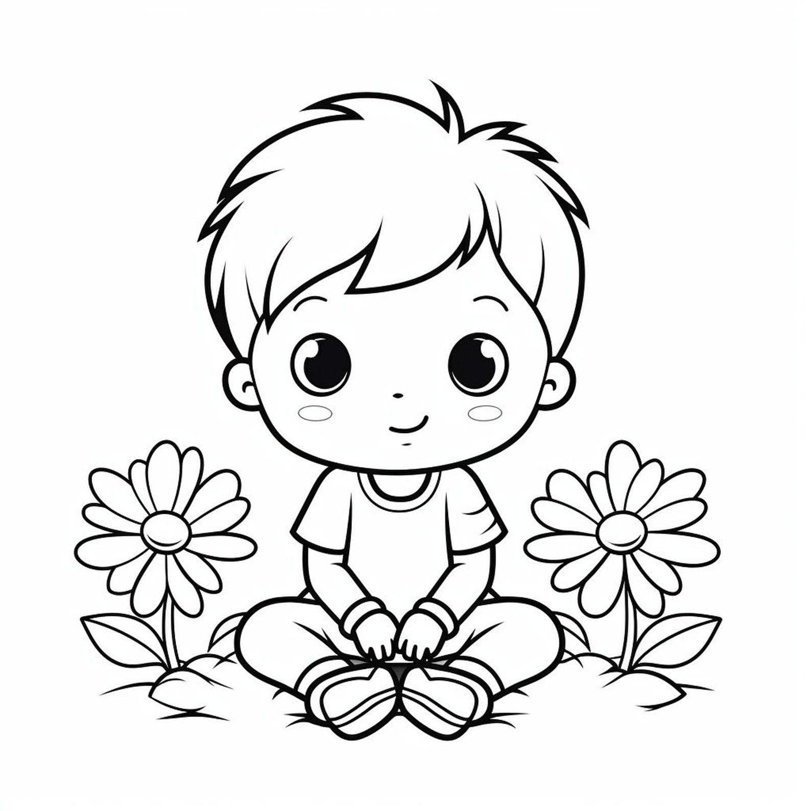 Coloring Book, Coloring for Kids, Child, Flowers, Cute and Simple for ...