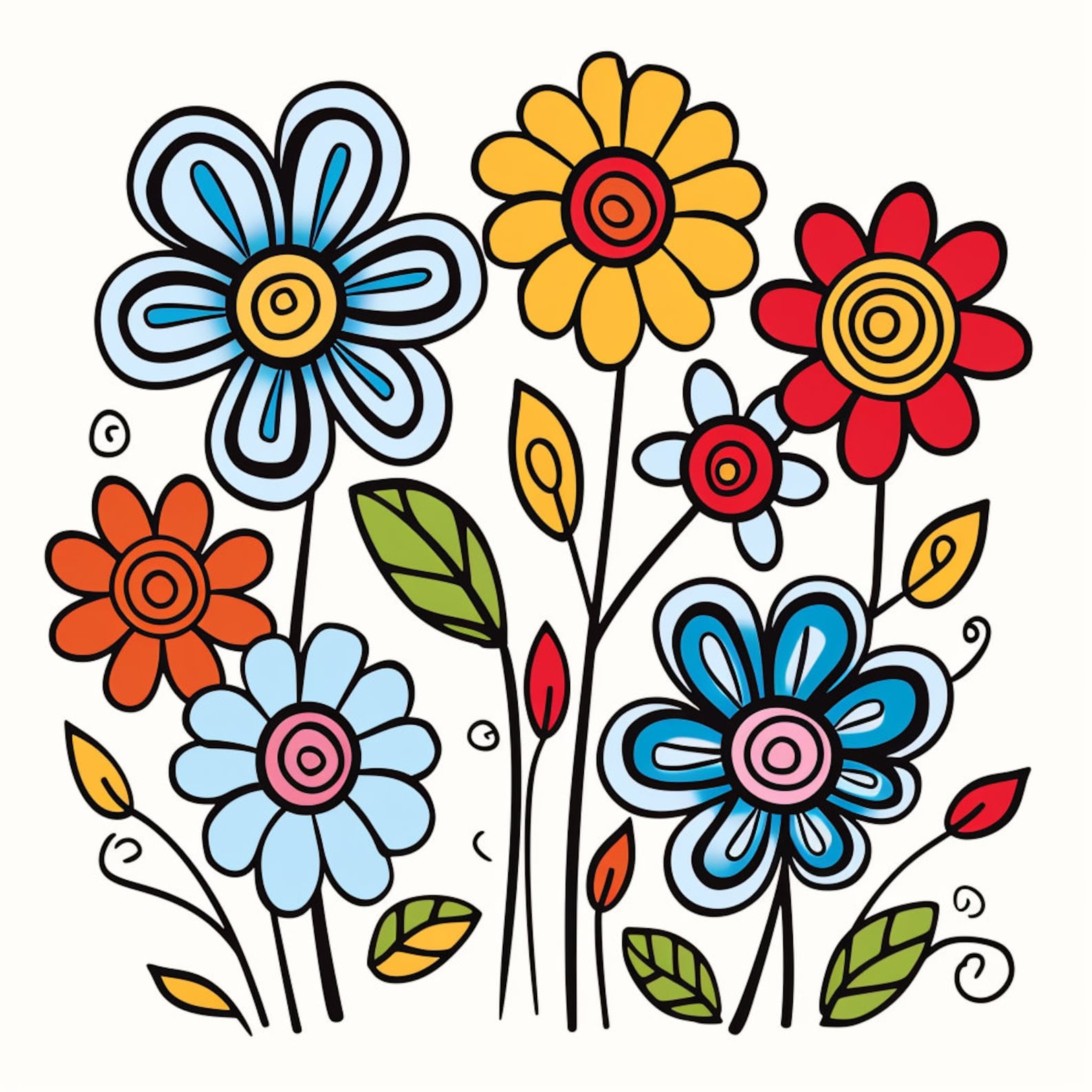 Coloring Book, Coloring for Kids, Child, Flowers, Cute and Simple for ...